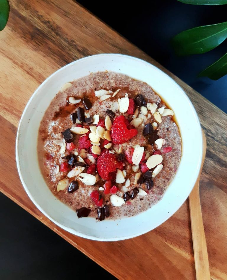 Chocolate Flax Meal with Berries - Vegan Foodiez